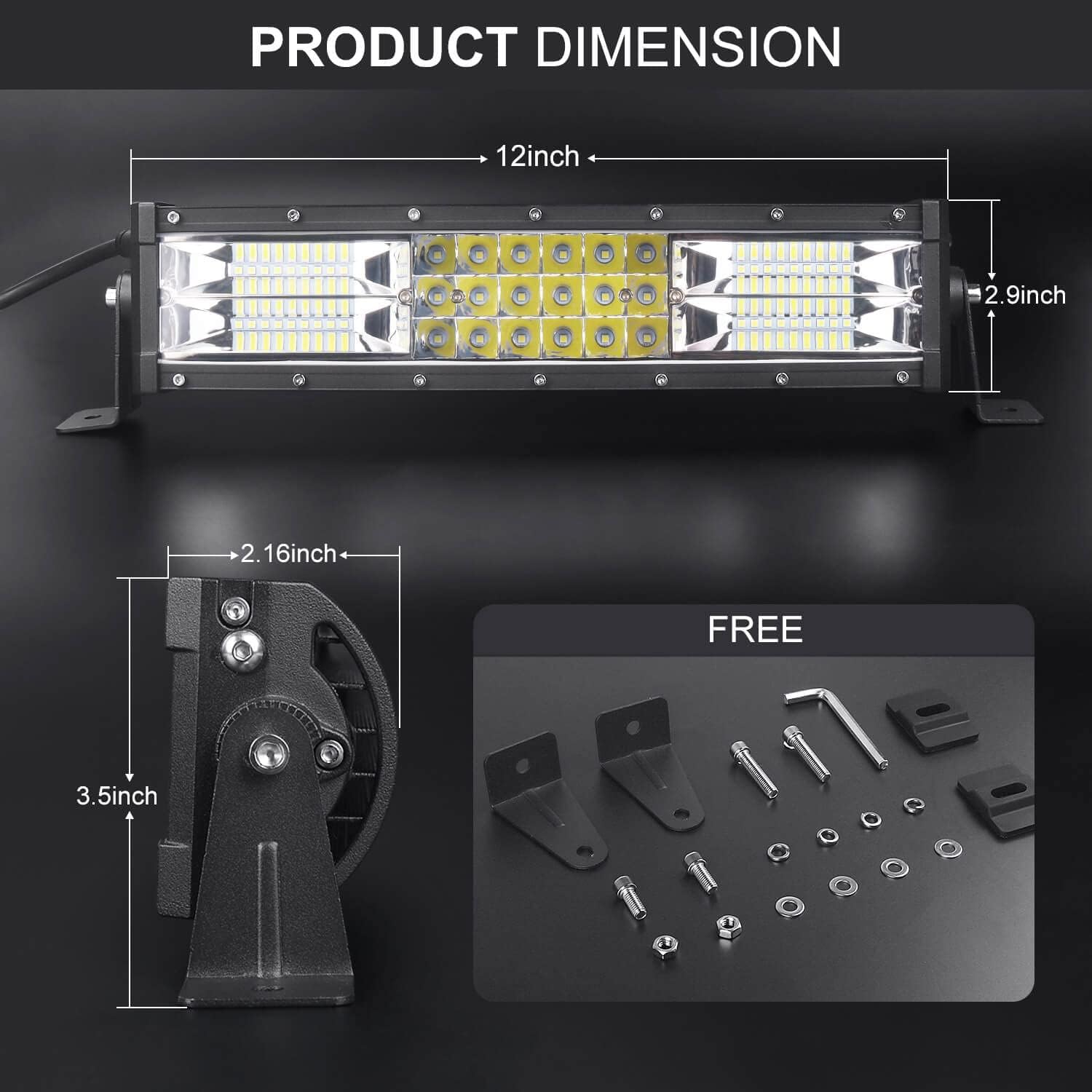 Buy GREUNION 12 inch LED Light bar 300W led pods Lights, 20000LM led ...