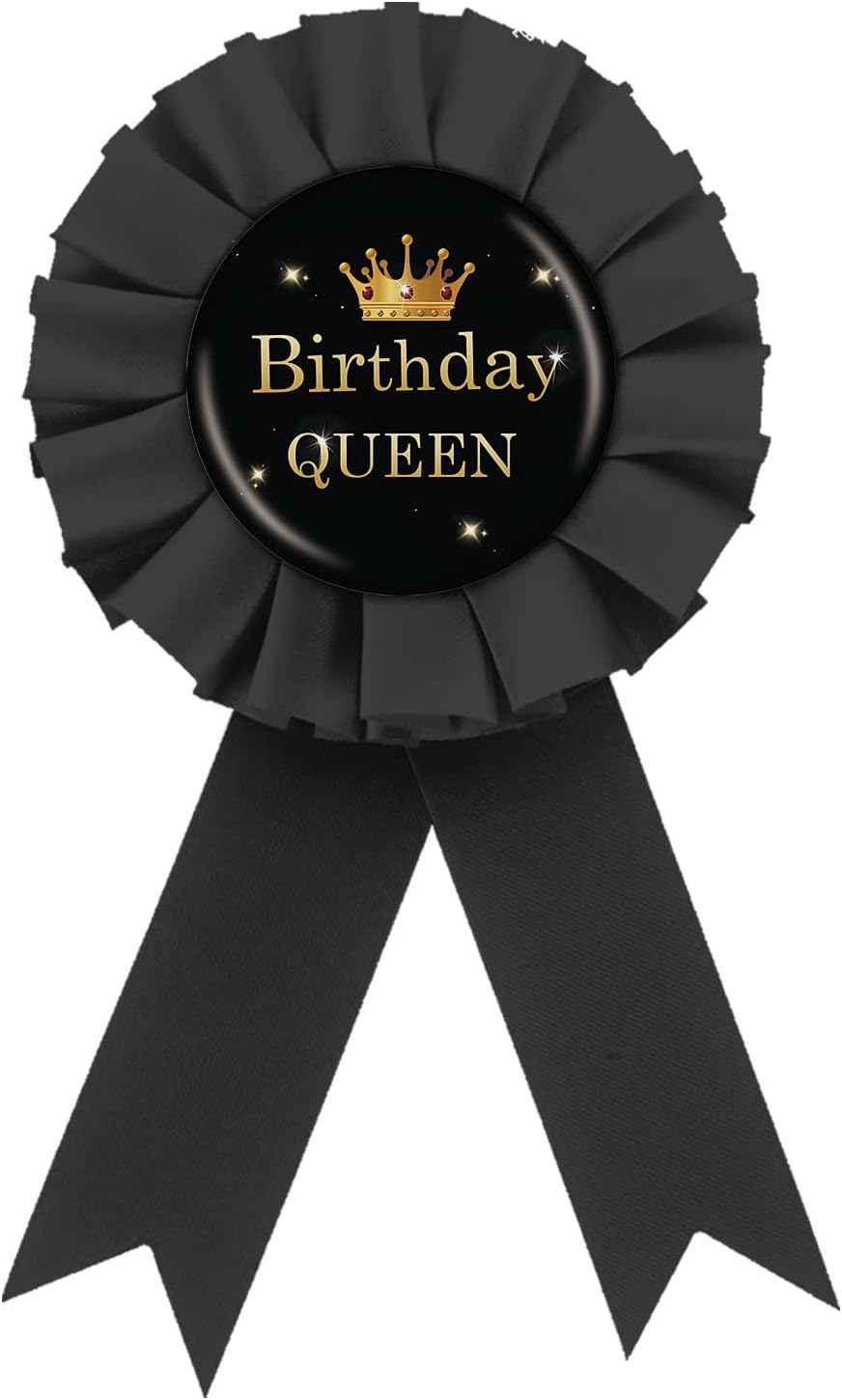 Amazon.com: Birthday Queen Tinplate Badge Pin, Black Rosette Birthday ...