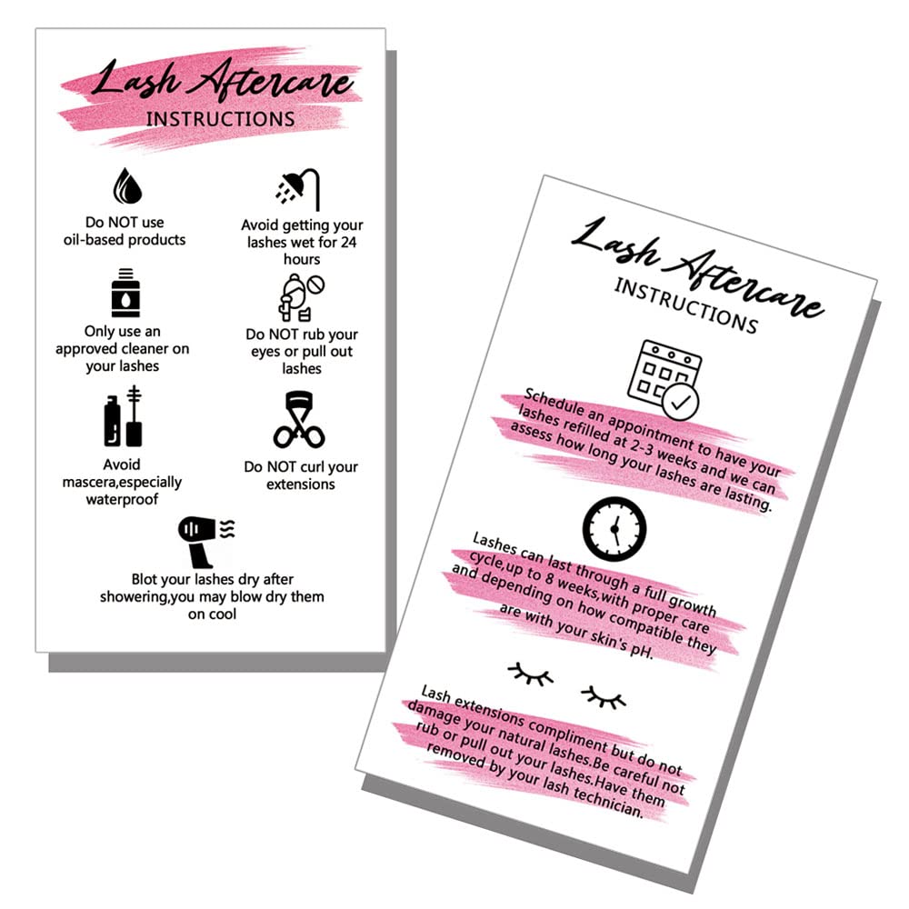 Buy Wanyeer Lash Extension Aftercare Instructions Cards, 50 Pack Double ...