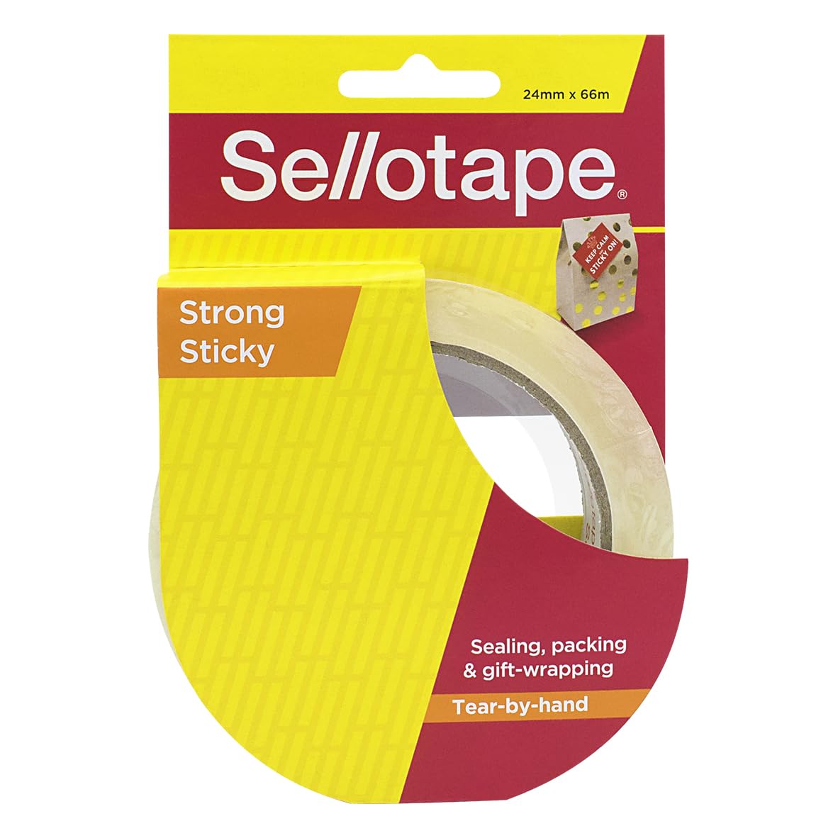 Sellotape Strong Sticky Transparent Tape, Crystal Clear, 24mm x 66m ...