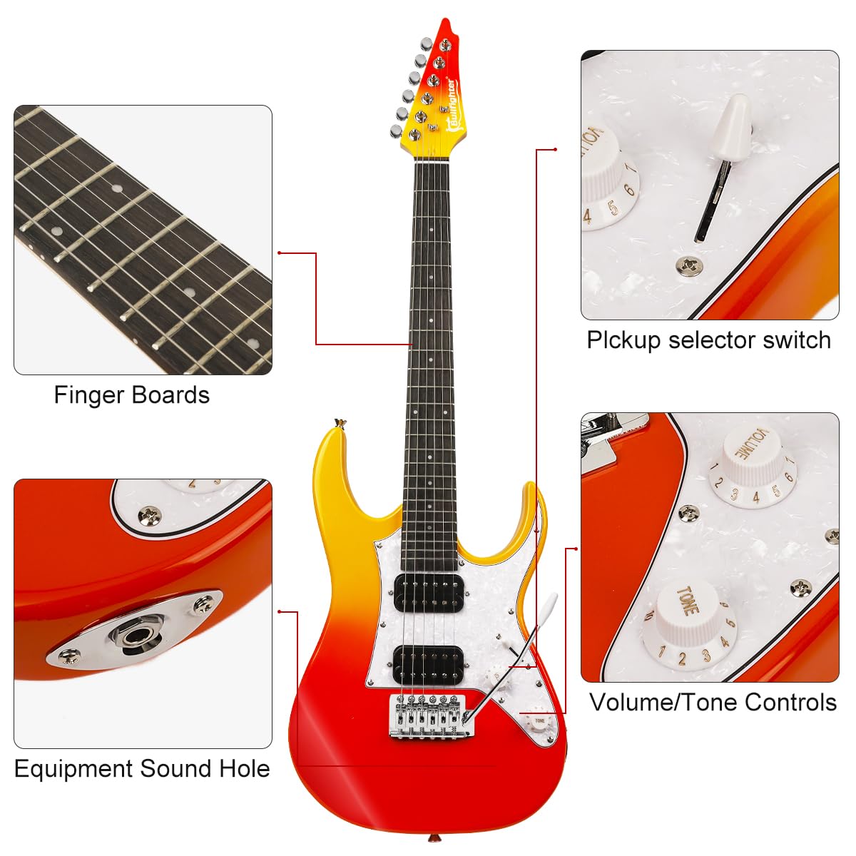 Snapklik.com : Bullfighter 34 Inch Kids Mini Strat Electric Guitar For ...