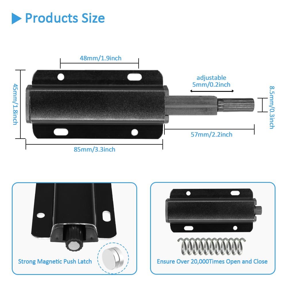Snapklik.com : Push To Open Door Latch, 10 Pack Black Magnetic Push ...