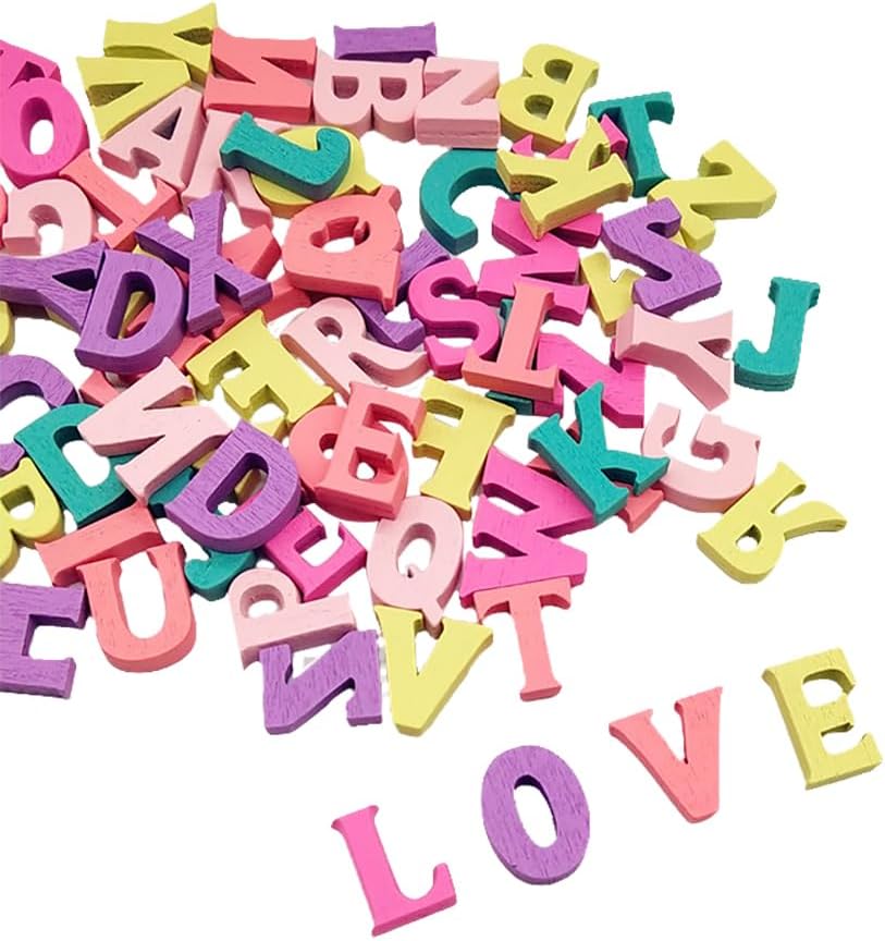 Amazon.com: UUYYEO 100 Pcs 15mm Colorful Wooden Letters Assorted ...