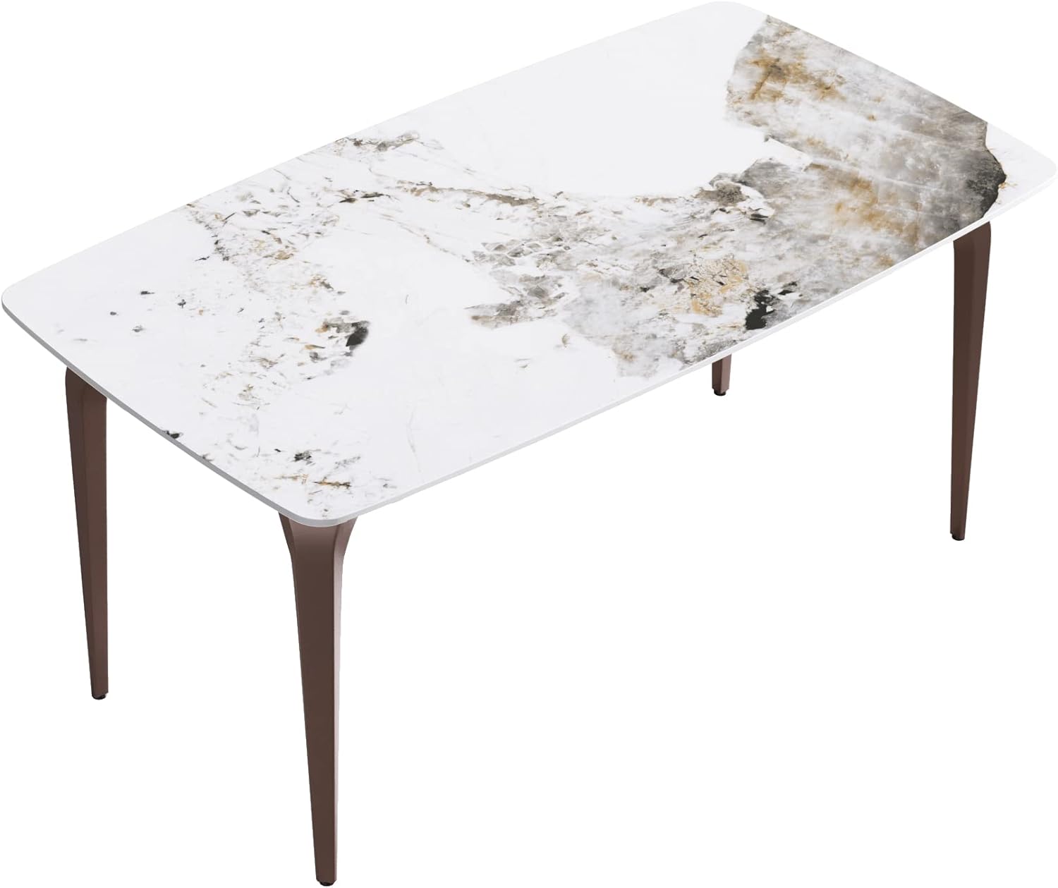 Amazon.com - Modern Artificial Stone Rectangle Curved Edge Dining Table ...