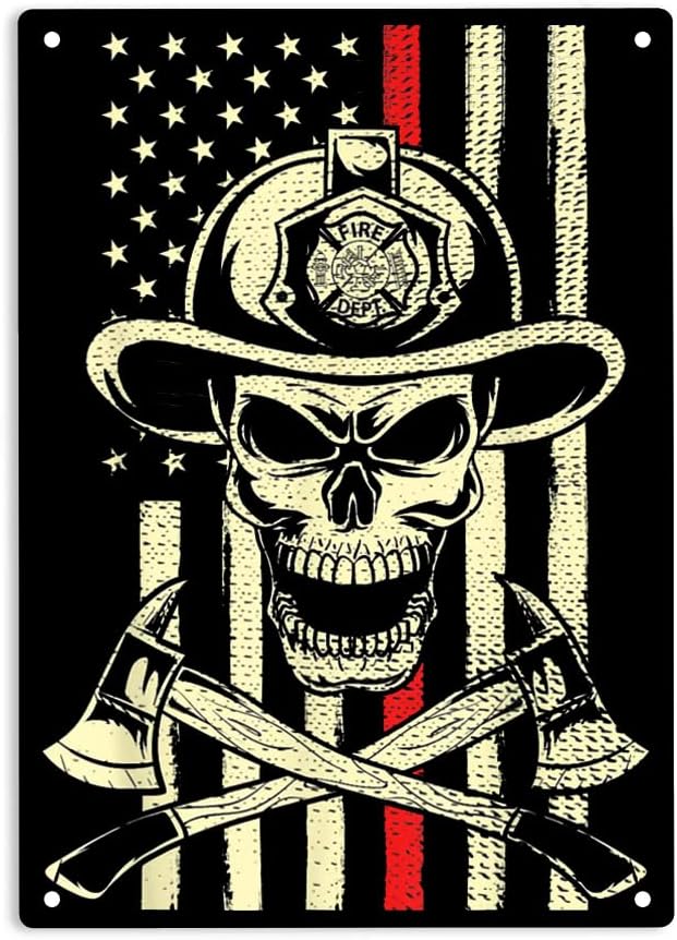 Amazon.com: Fireman Firefighting Patriotic American Flag Signs Metal ...