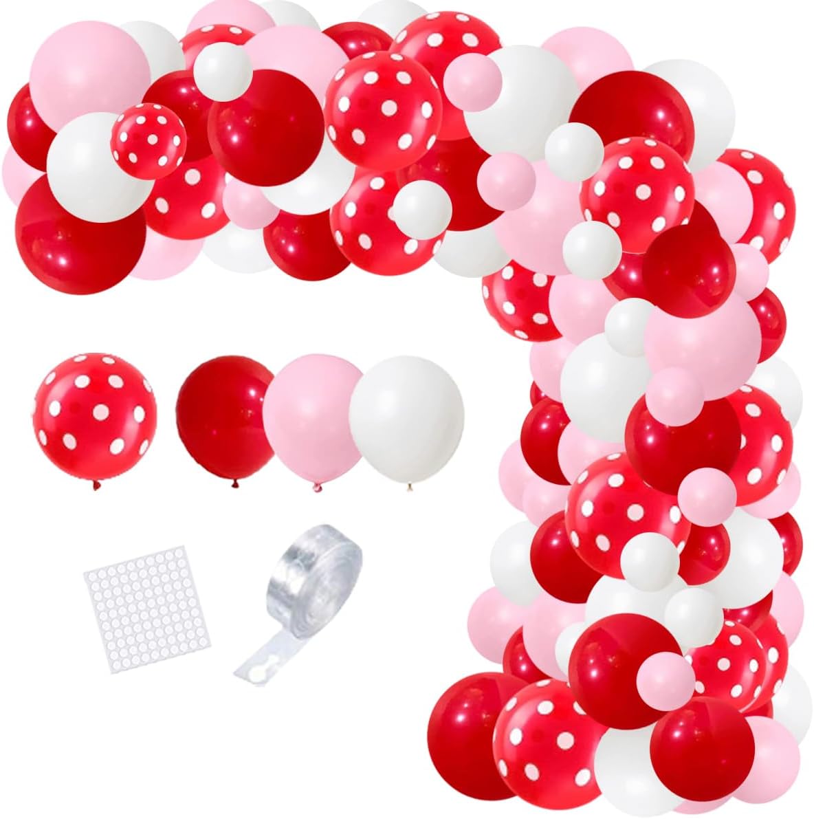 Amazon.com: Red Pink White Baloon Garland Arch - 117PCS Red Pink ...