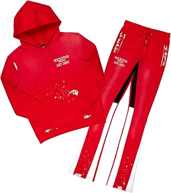 ROCKSTAR ORIGINAL Men's Rockstar Art Dist. Red Hoodie/Stacked Flare Set ...