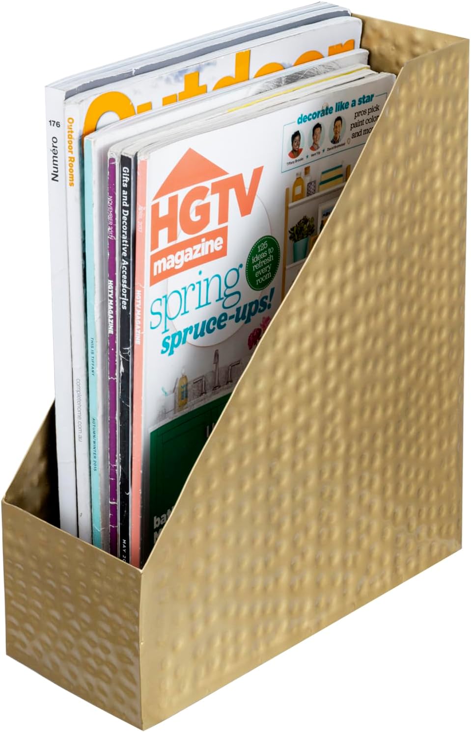 Amazon.com: MyGift Vintage Brass Tone Metal Desktop Magazine File ...