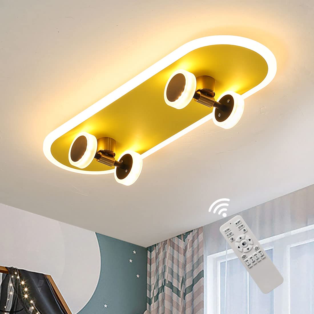 SYZXSP LED Kids Ceiling Light Fixture with Remote Dimmable 32W Modern ...