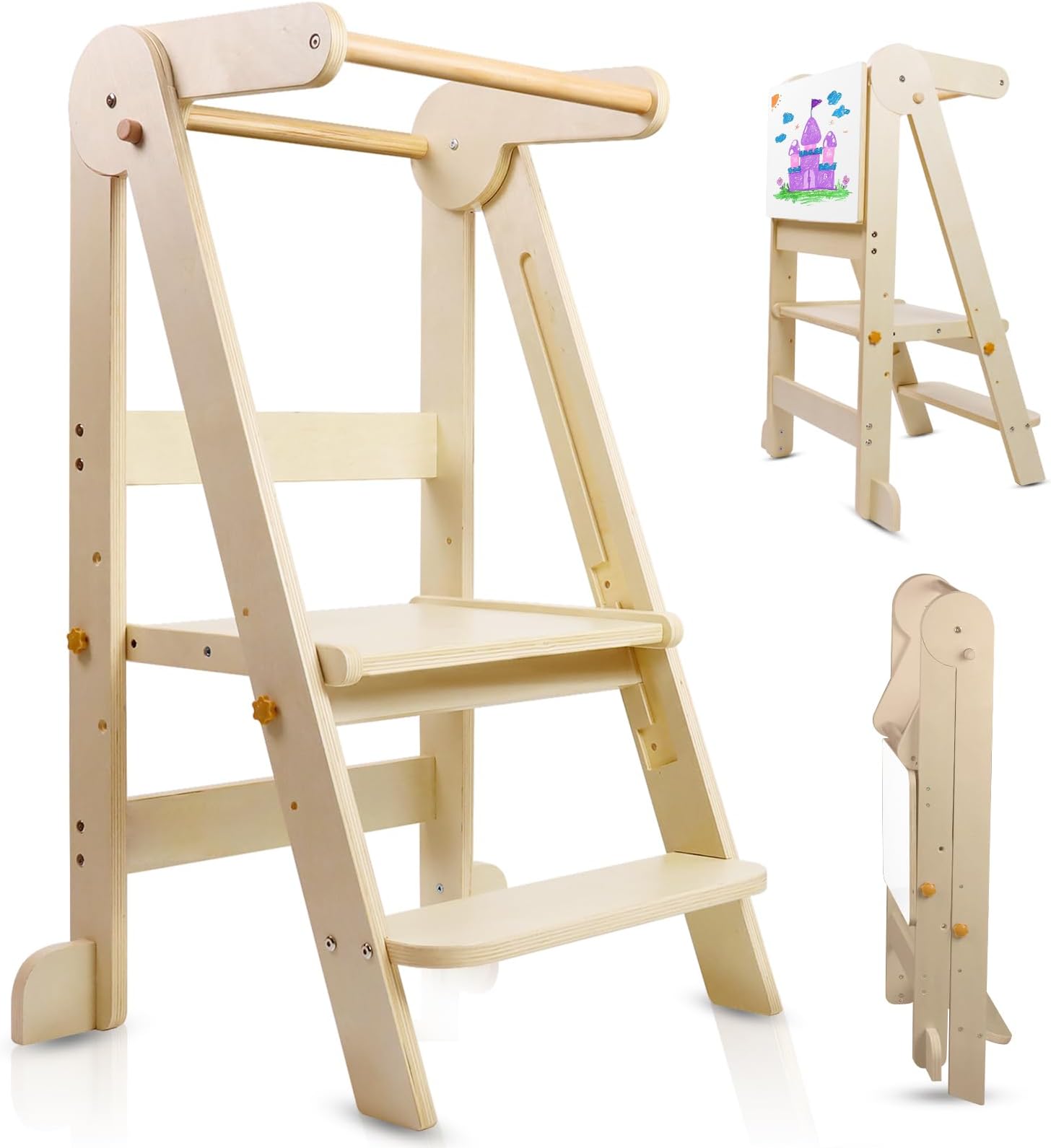 Amazon.com: Foldable Toddler Kitchen Tower Step Stool, Standing Tower ...