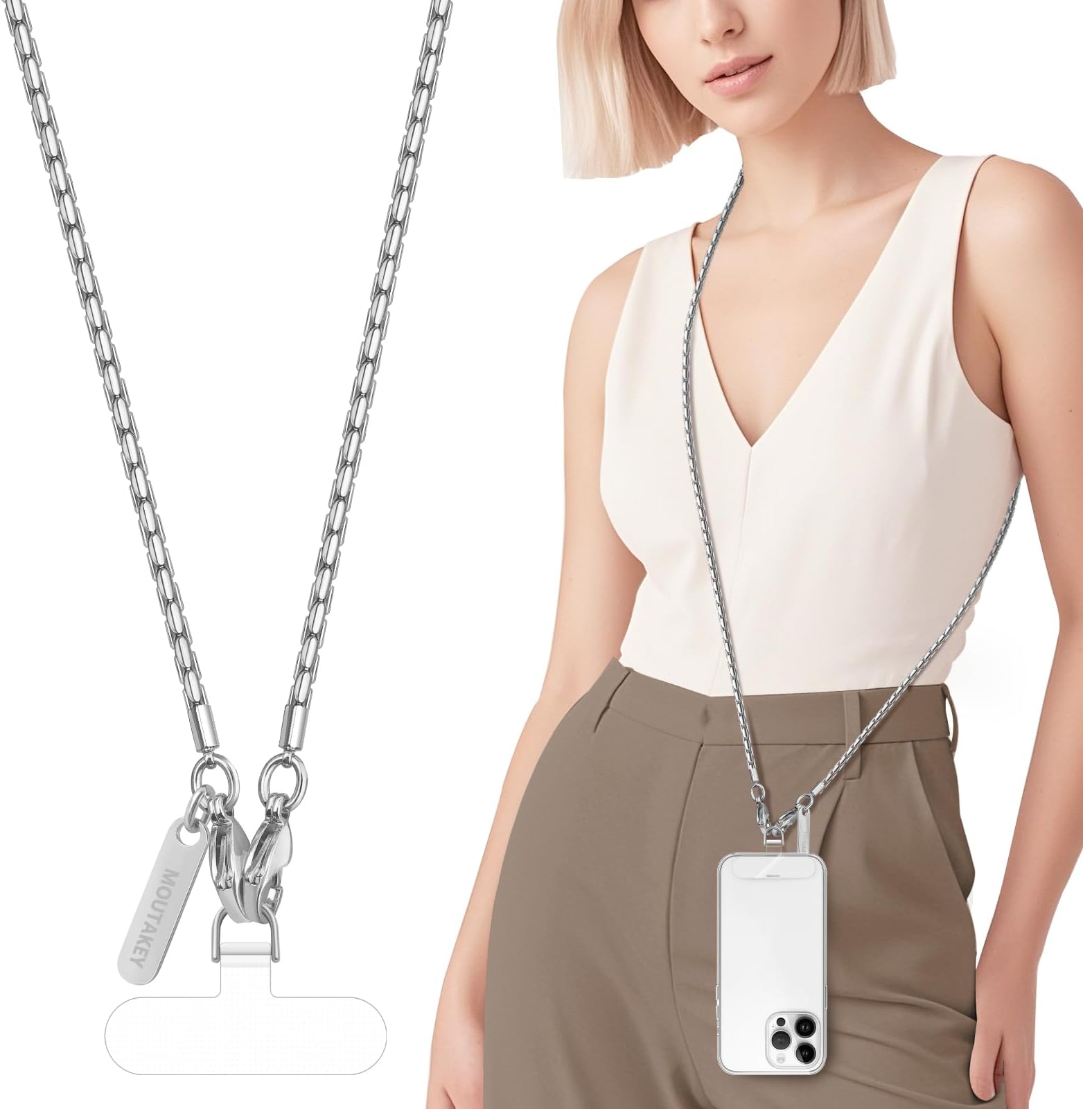 Amazon.com: MoKo Phone Chain Crossbody, Metal Cell Phone Lanyard ...