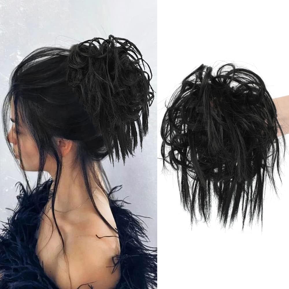 Amazon.com : KETHBE Messy Bun Hair Piece,Synthetic Tousled updo Short ...