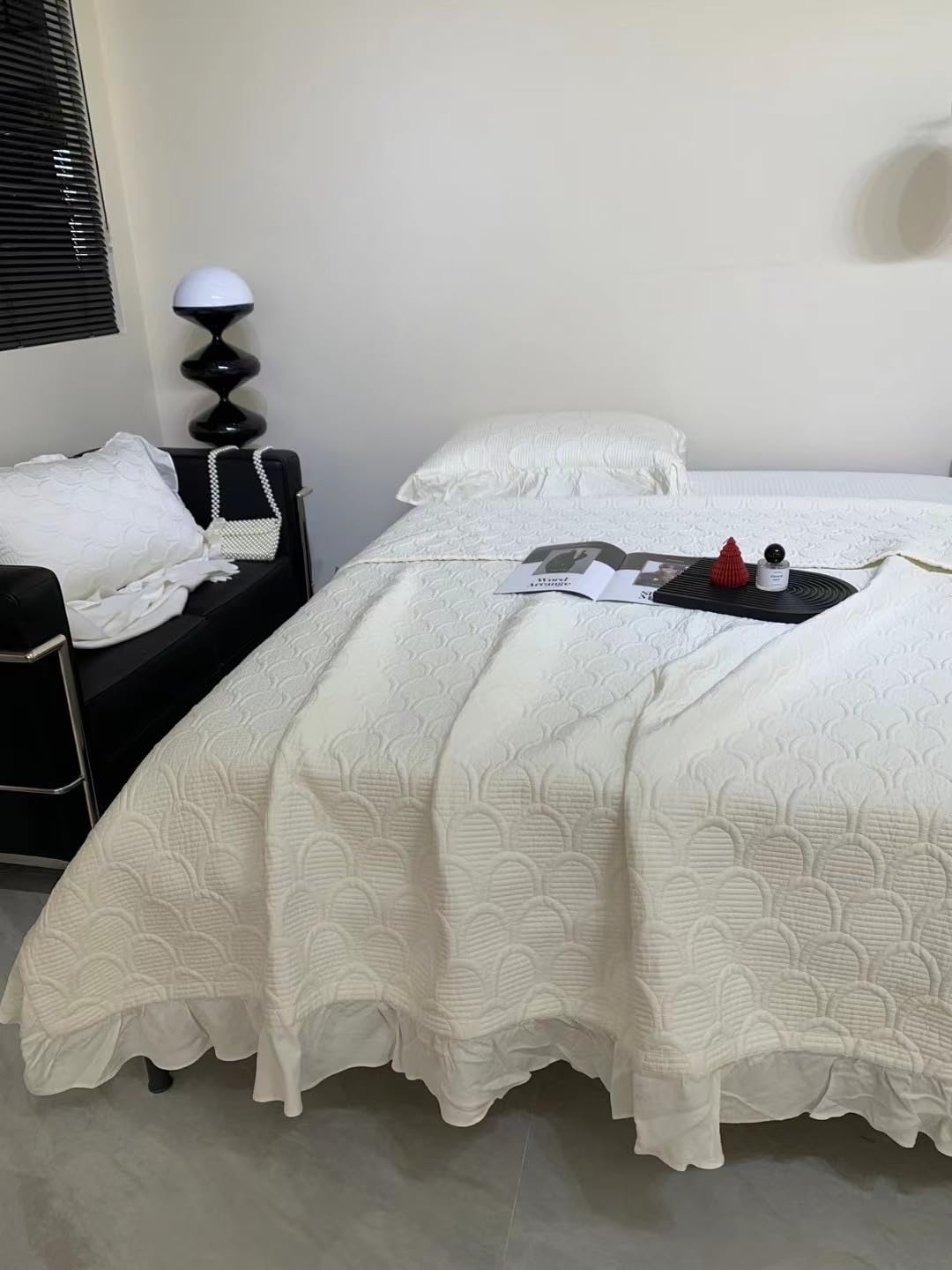 Amazon.com: Brandream Queen Size Quilt Bedding Set Cream White Quilt ...