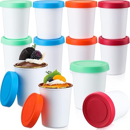 Amazon.com: Peohud 12 Pack Mini Ice Cream Containers, 6oz Freezer ...