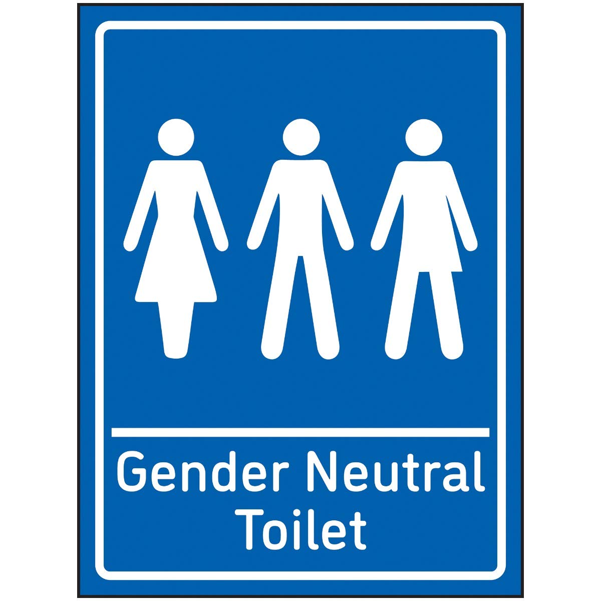 V Safety Gender Neutral Toilet Sign - 150x200mm - Blue Self Adhesive ...