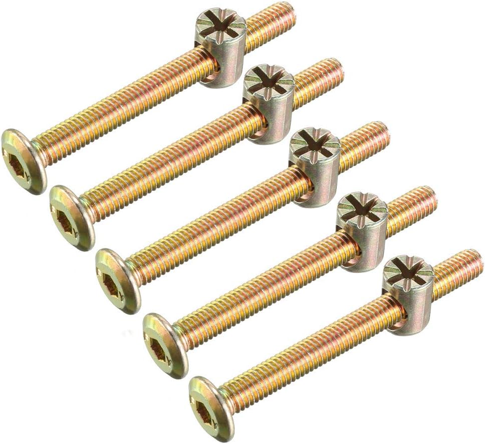 uxcell M6x60mm Furniture Bolt Nut Set Hex Socket Screw with Barrel Nuts ...