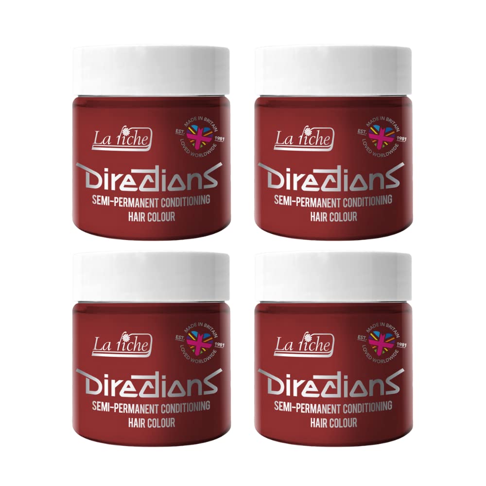 4x La Riche Directions Semi-Permanent Hair Color 100ml Tub - Vermillion ...