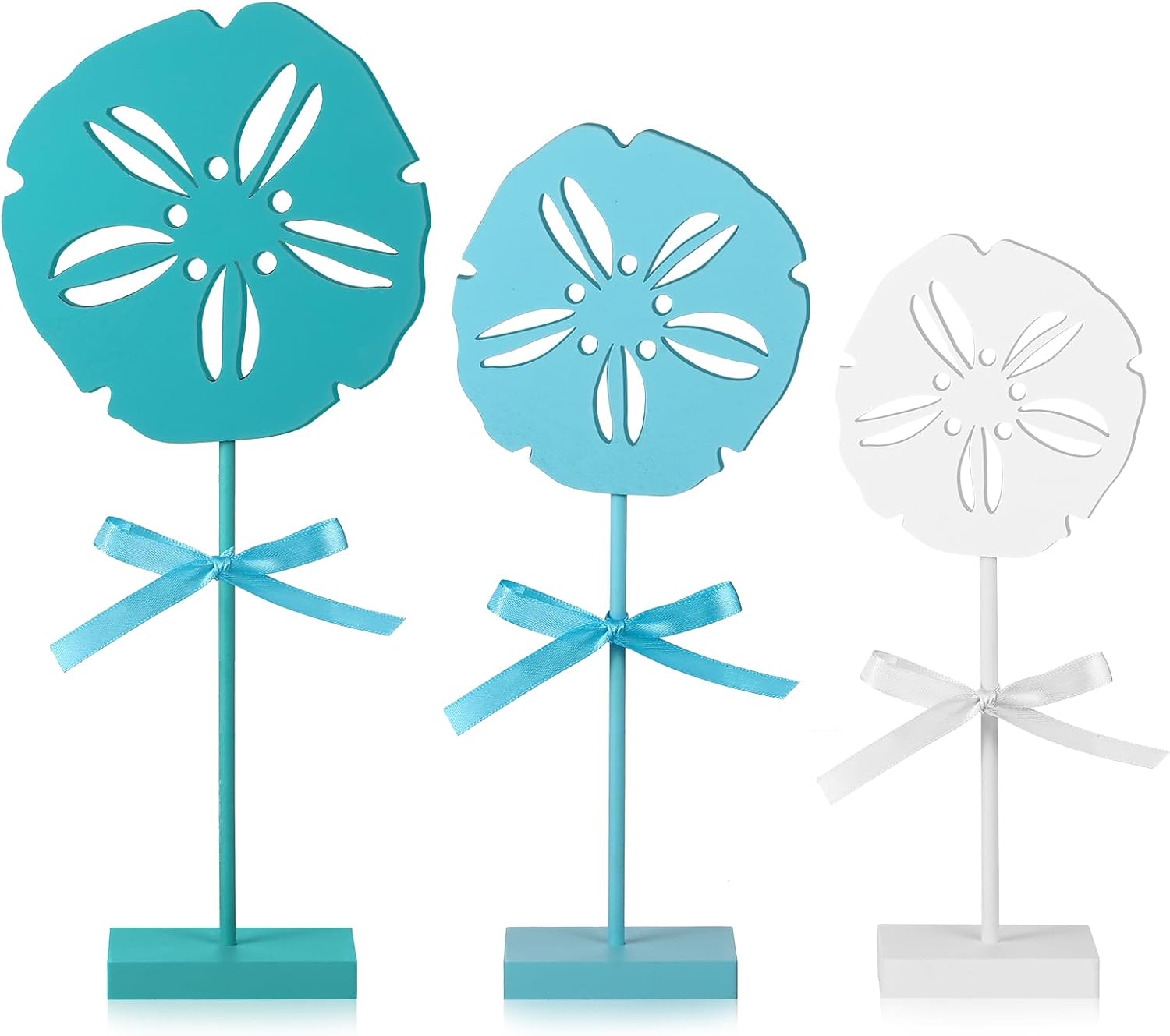 Amazon.com: Seeloowy 3 Pcs Summer Sand Dollar Wood Table Sign Standing ...
