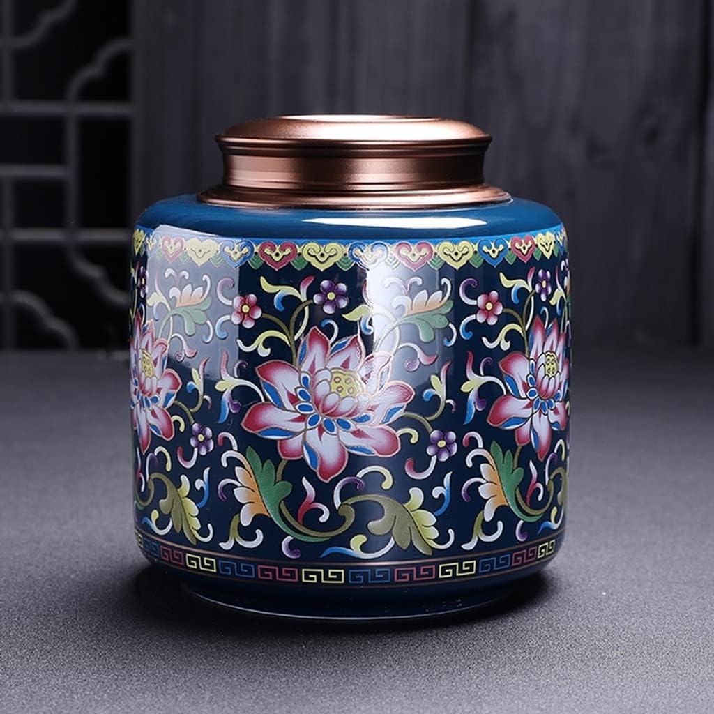 Amazon.com: Chinese Ceramic Tea Canister Floral Food Storage Jar with ...
