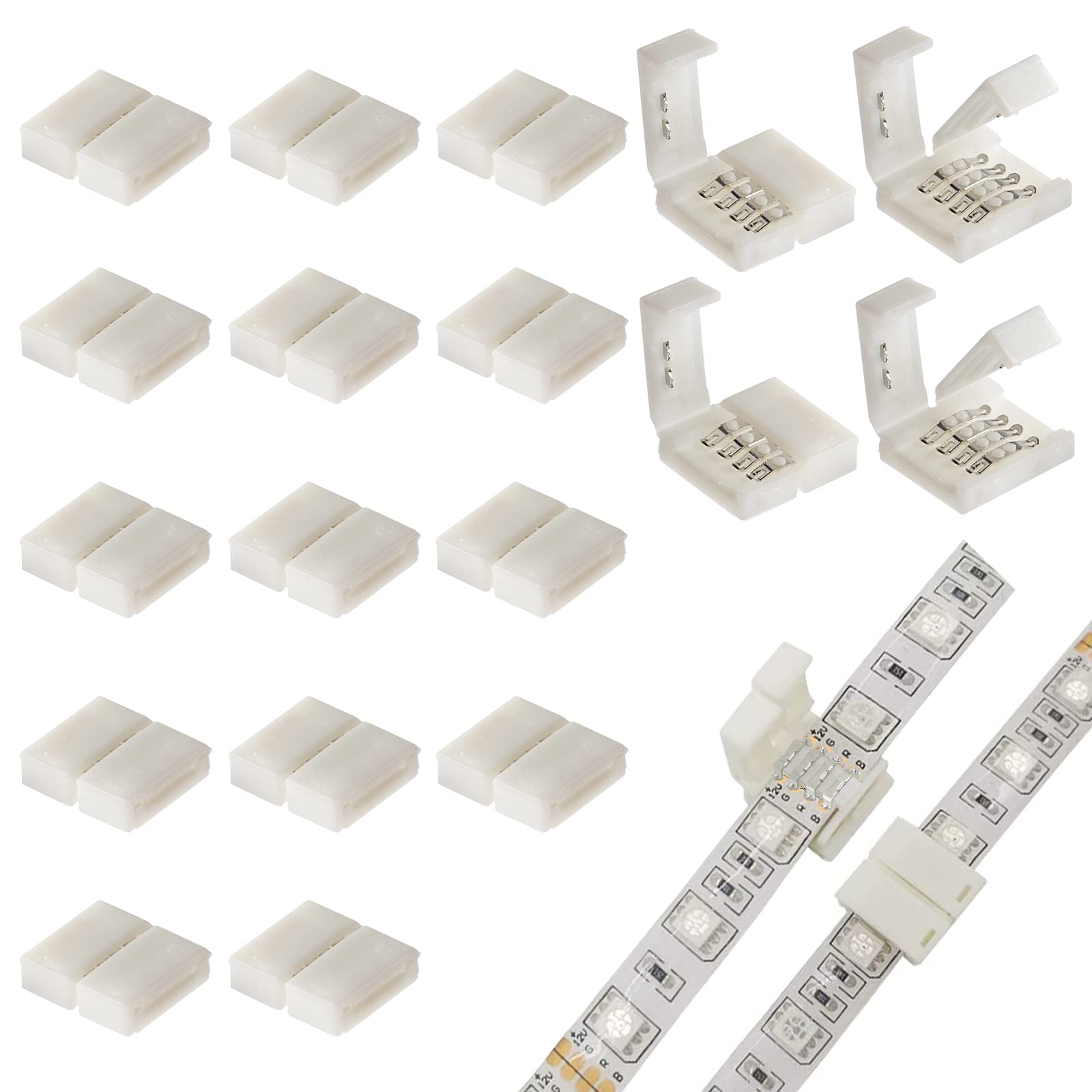 Buy CHARKEE LED Light Connectors for Strip Lights - 20 Packs 4 Pin ...
