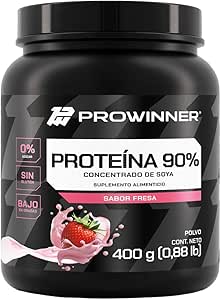 PROWINNER | Proteína 90%, Sabor Fresa, Proteína en Polvo de Concentrado de Soya, Suplemento ...