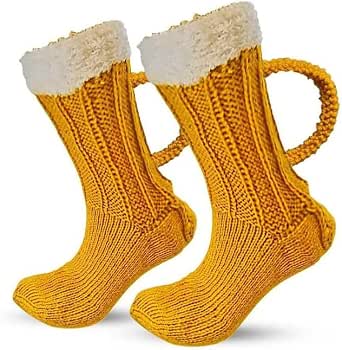 Amazon.com: Fat Uncle Beer Mug Socks | Funny Knitted Beer Socks with ...