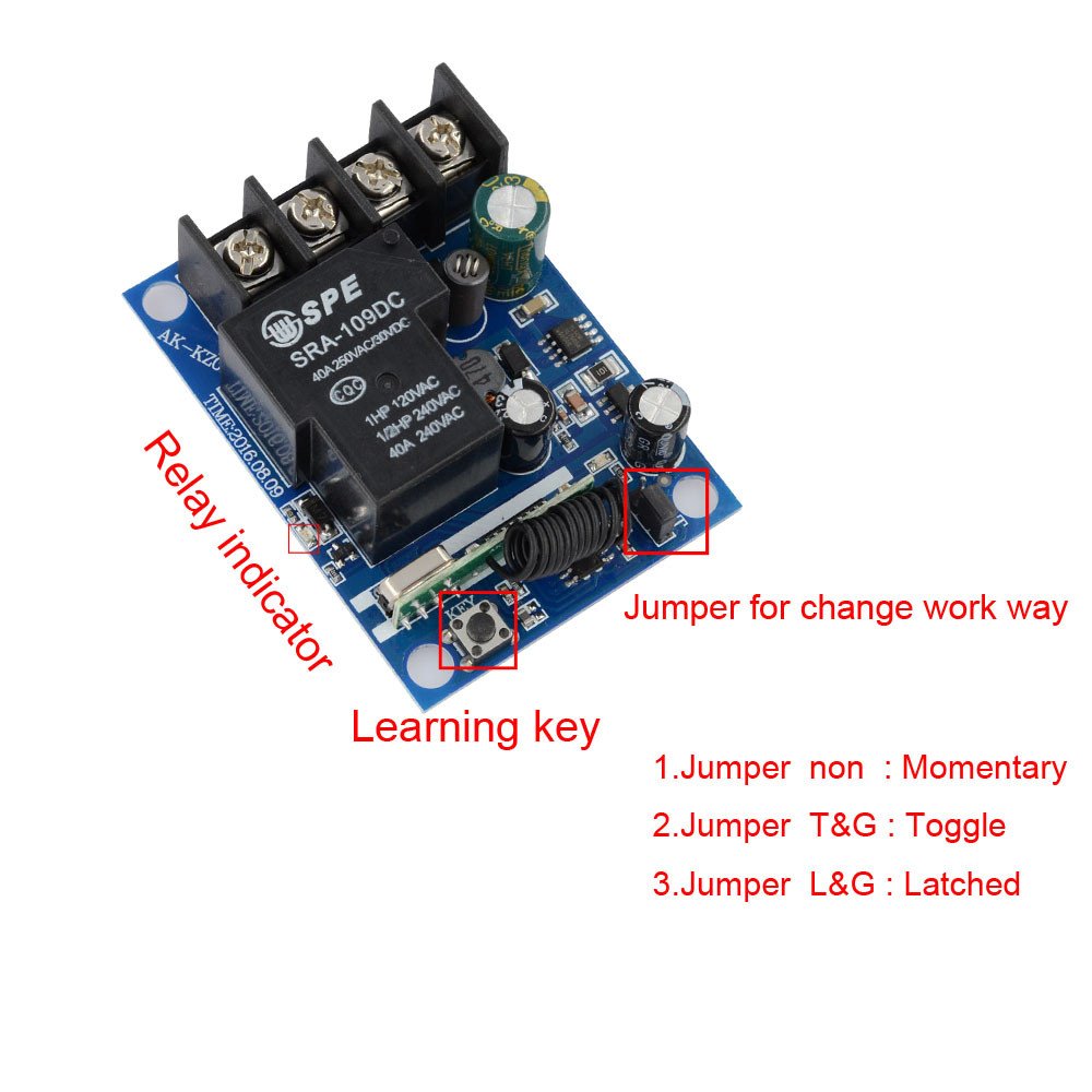 Snapklik.com : DC 12V-48V 24V 40A 1 Channel RF Radio Remote Control ...