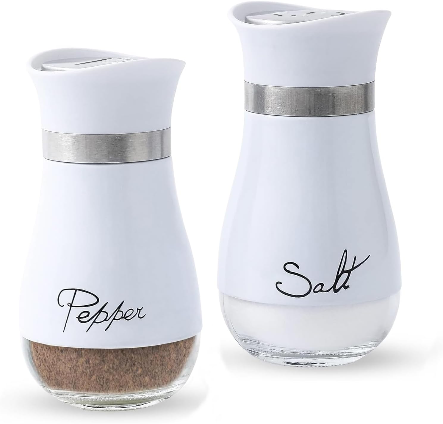 Glass Salt and Pepper Shaker Pot Set of 2 Classic Clear Glass ...