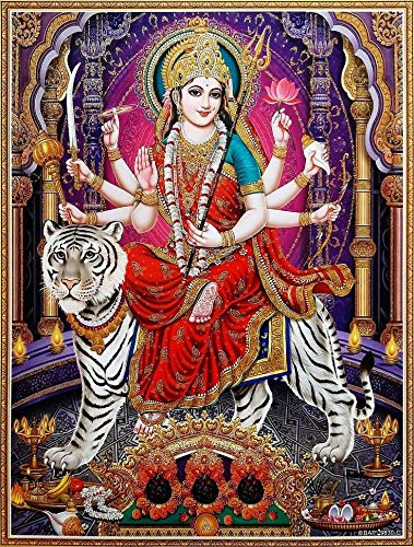 Sky Blue India Elegamt Poster of Shera Vaali Maata for mandir and Room ...