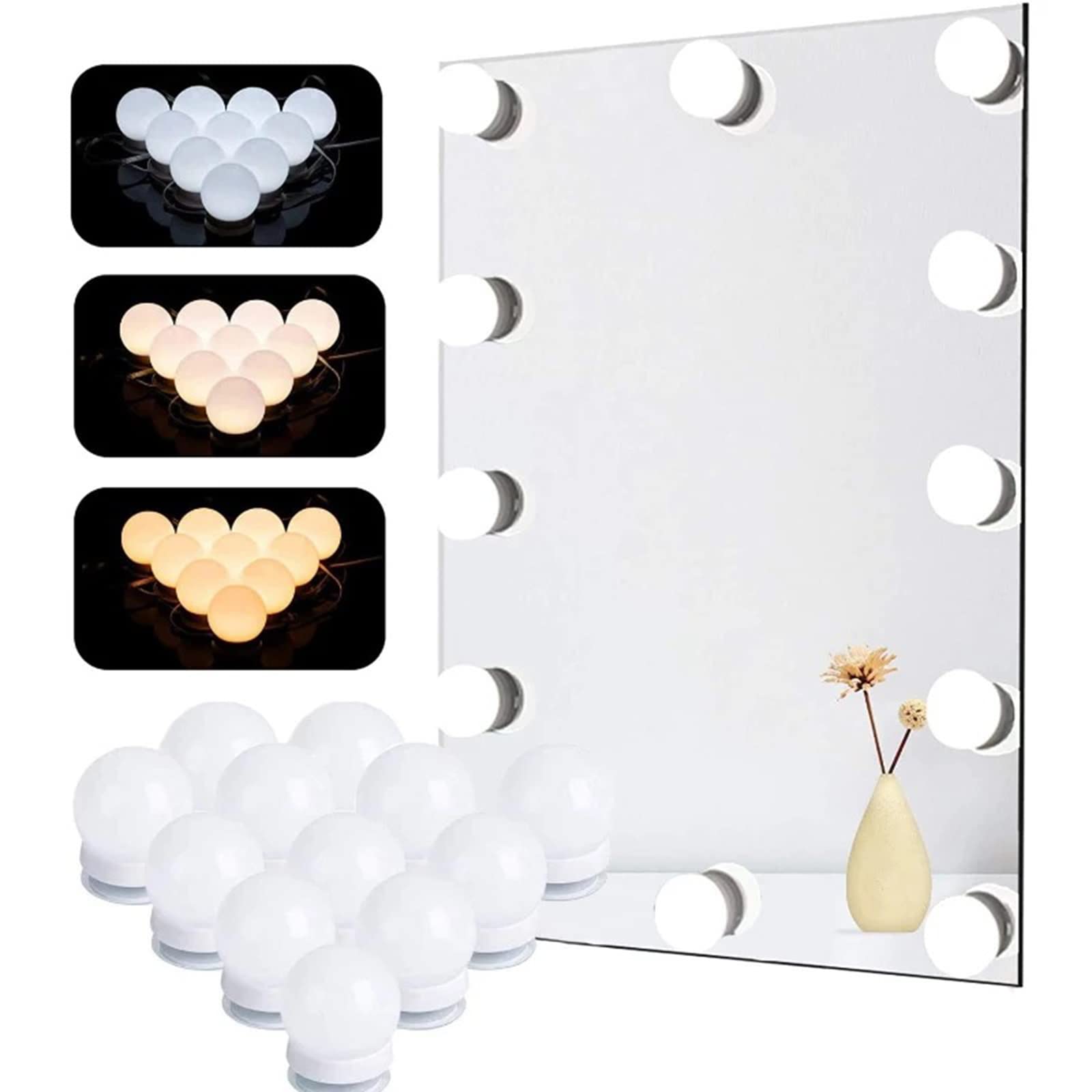 Hollywood Style Vanity Light Kit, 10 Dimmable Led Bulbs with 3 Color ...