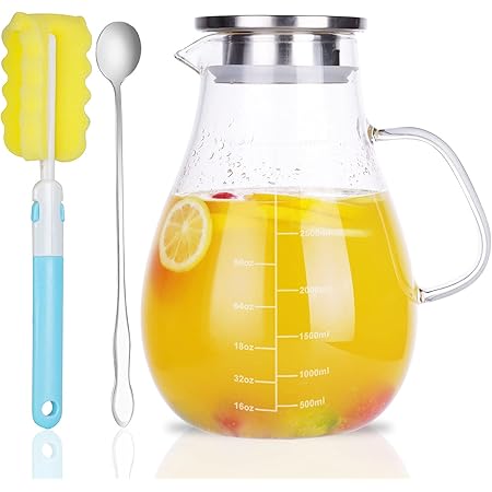 Amazon.com: Purefold 100 Ounces Large Glass Pitcher with Lid, Hot/Cold ...