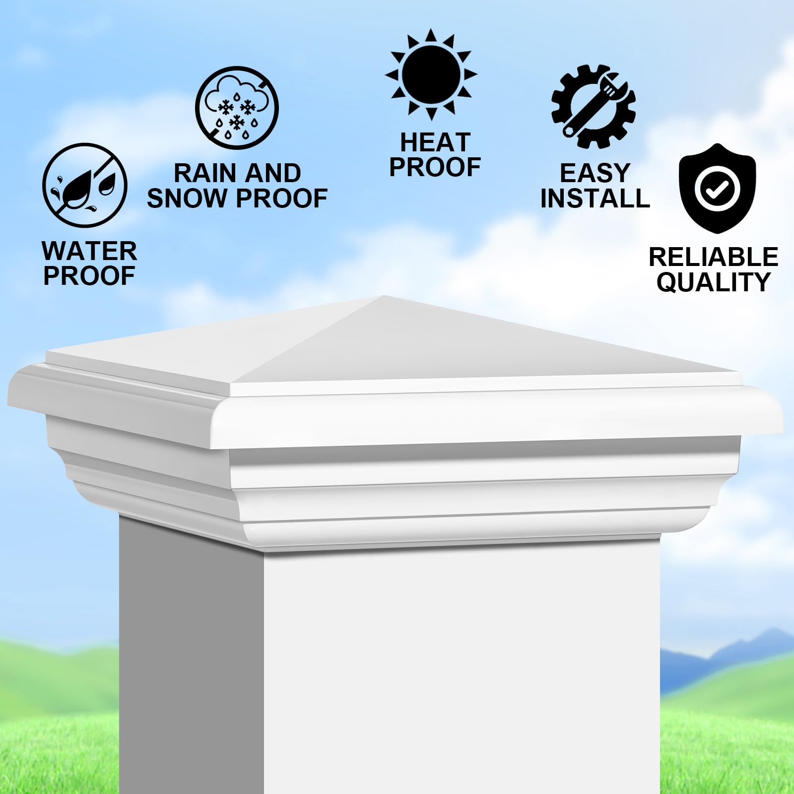 Snapklik.com : Sasylvia 2 Pcs 4 X 4 Inch Vinyl Fence Post Caps
