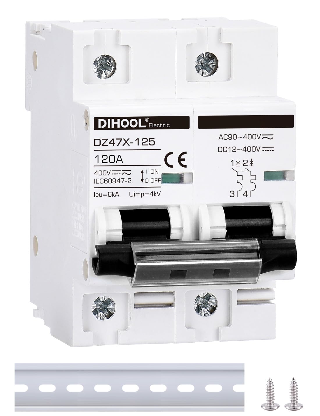 Snapklik.com : 120 Amp DC Circuit Breaker, 12-400V 2-Pole Solar ...