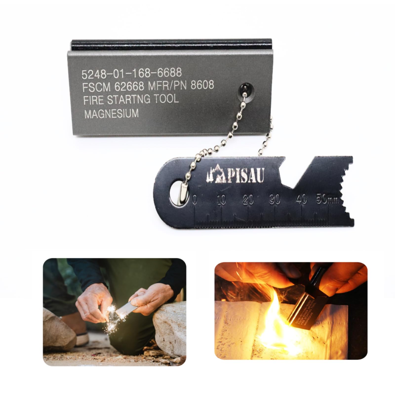 Magnesium Block & Flint Military Fire Starter Striker Firestarter Army ...