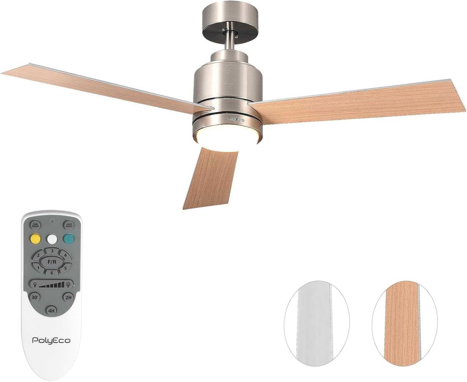 POLYECO Ceiling Fans with Lights and Remote, 48 Inch Ceiling Fan with ...