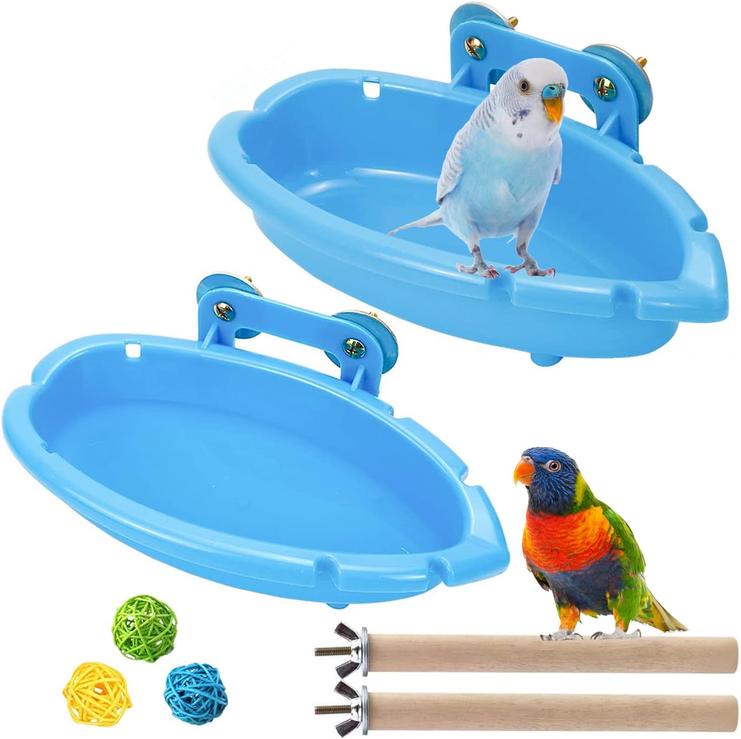 Amazon.com : Keersi Bird Bath with Mirror Toy for Pet Small Medium ...