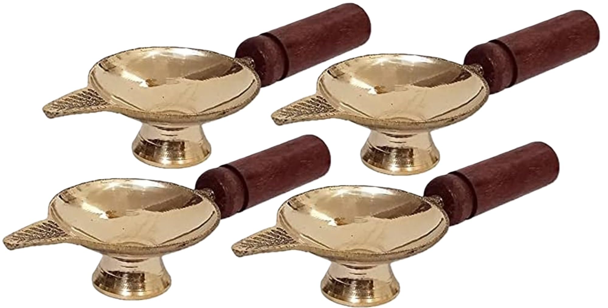 Buy PUHU-HP Aarti Diya with Wooden Handle Brass Diya Diyas Oil Lamps ...