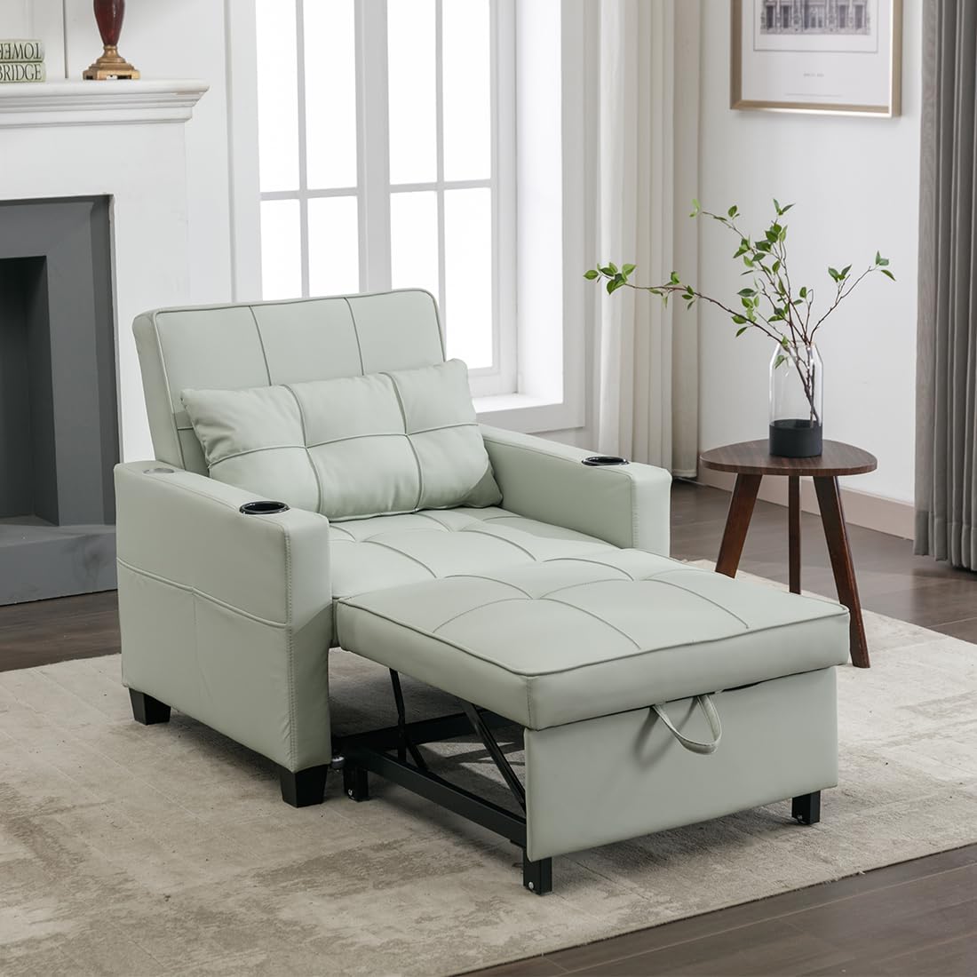 Amazon.com: Futon Chair Bed Convertible Leather Chair 3-in-1 Pull Out ...