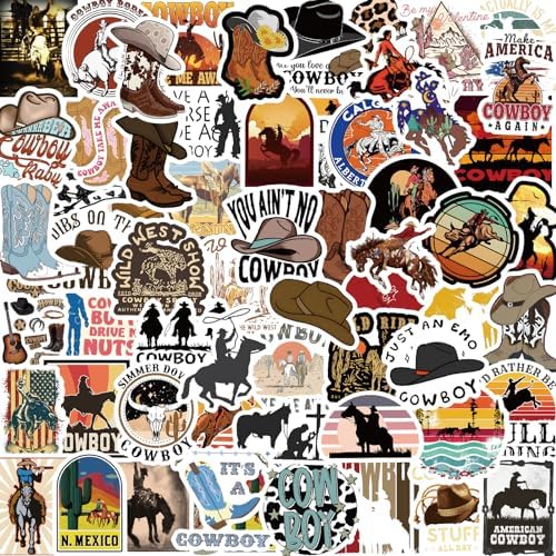 Amazon.com: Cowboy Stickers, 51pcs Vinyl Waterproof Country Western ...