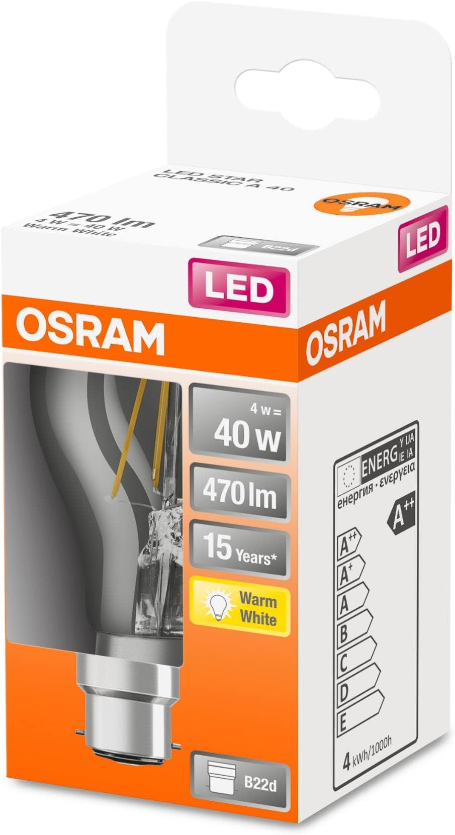 OSRAM LED BASE CLASSIC A / LED lamp, classic bulb shape, with bayonet ...