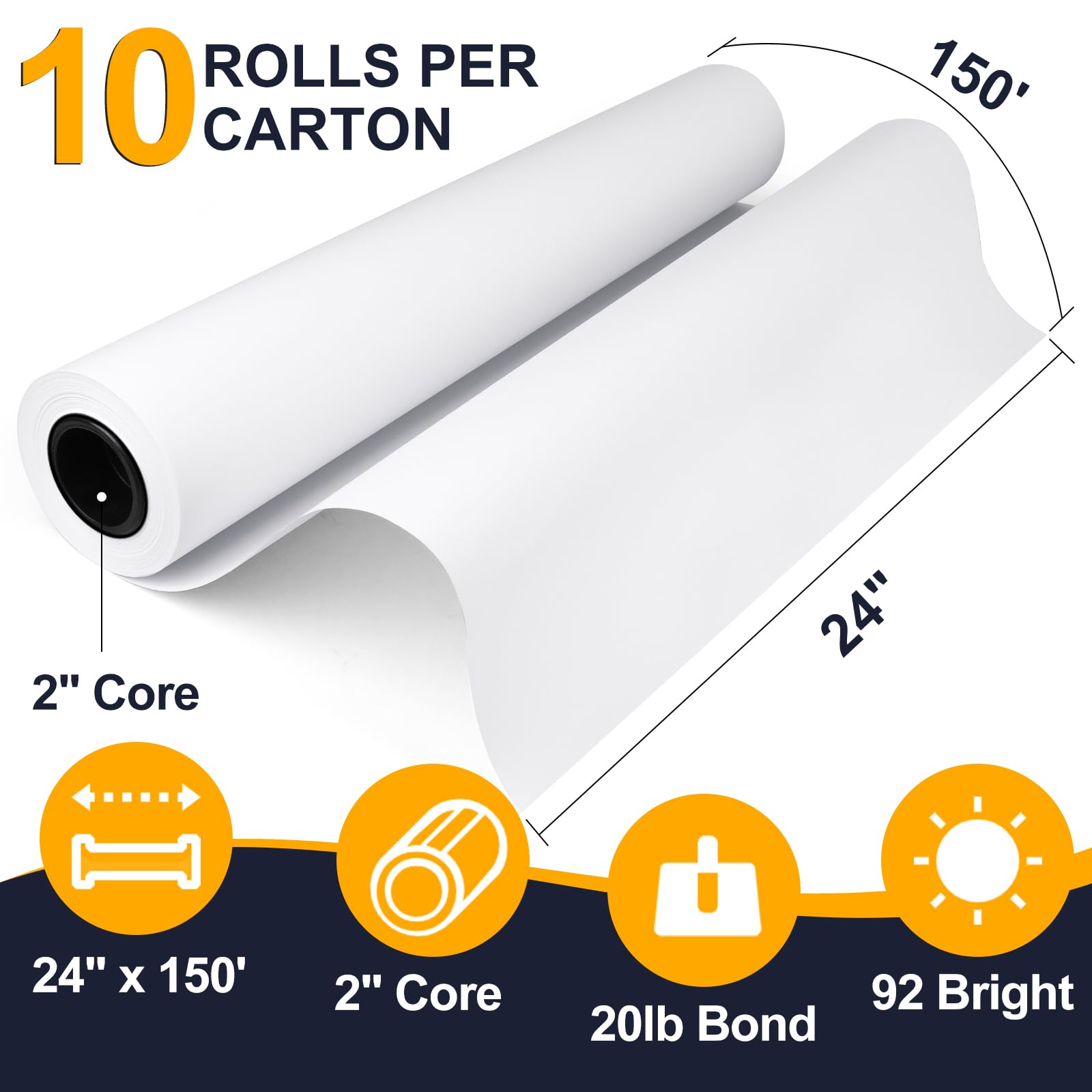 Snapklik.com : Wide Format Paper,10 Rolls Plotter Paper 24 In X 150 Ft ...