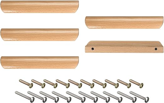 sourcing map Wood Pull Handles, 5pcs 128mm/5.04" Hole Distance Wooden ...