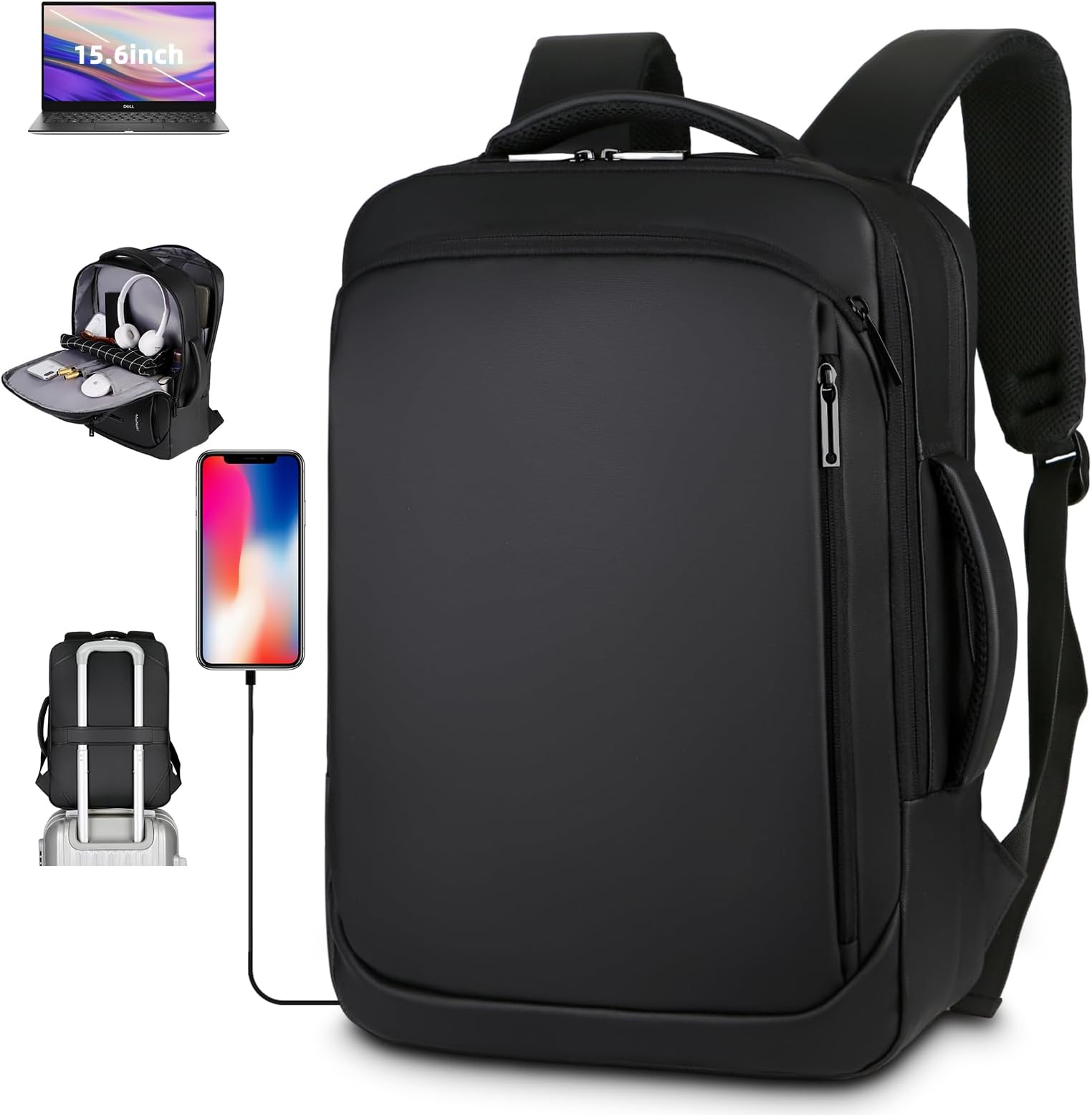 RAINSMORE Mochila para Laptop Hombre Impermeable Mochila de Viaje 15.6 ...