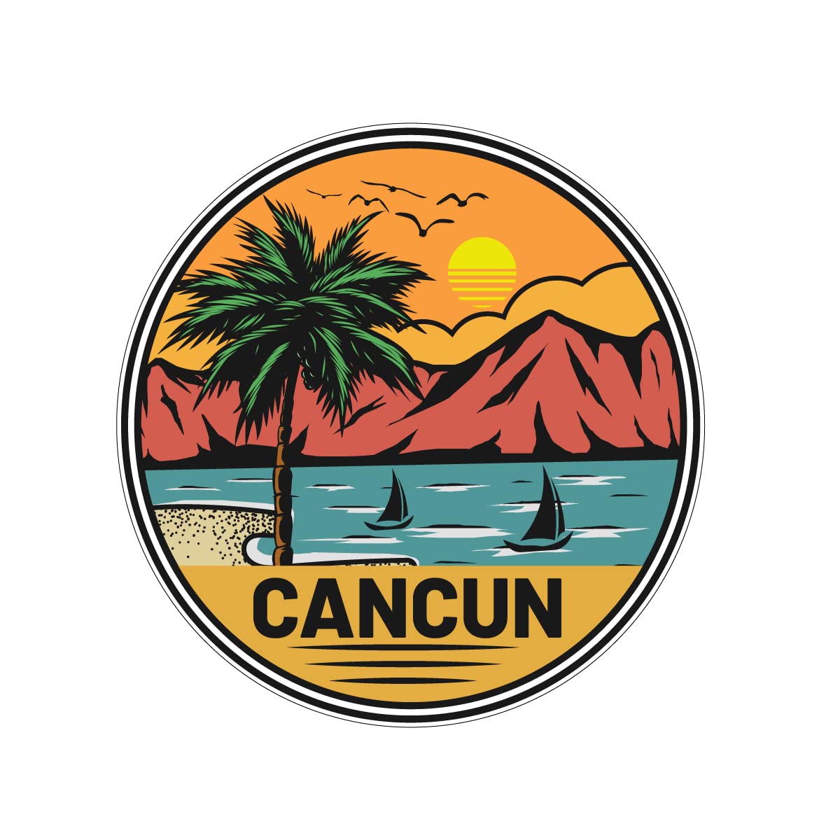 Amazon.com - Cancun, Mexico, 3 inch Sticker, S583 (Waterproof Vinyl ...