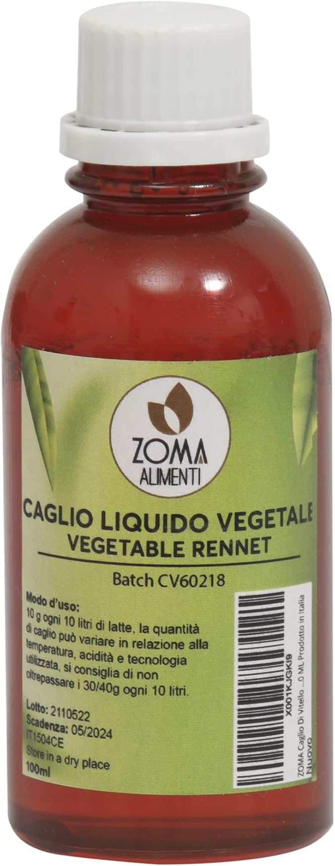 ZOMA Caglio Vegetale Per Formaggio 100 Ml Made In Italy : Amazon.it ...