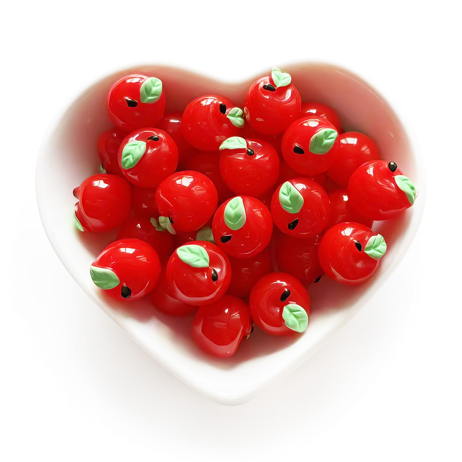 Amazon.com: picocosmxiruo 12Pcs Miniature Red Apples 3D Resin Fruit ...