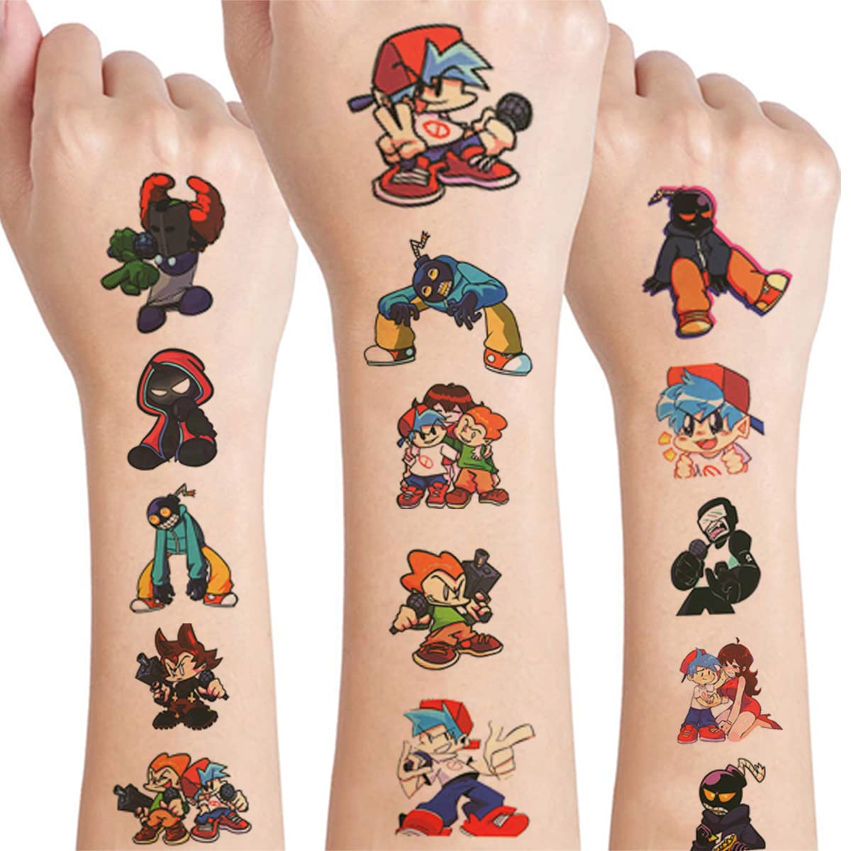 12 Sheets Cute Temporary Tattoos For Kids Fnf Party Supplies ...