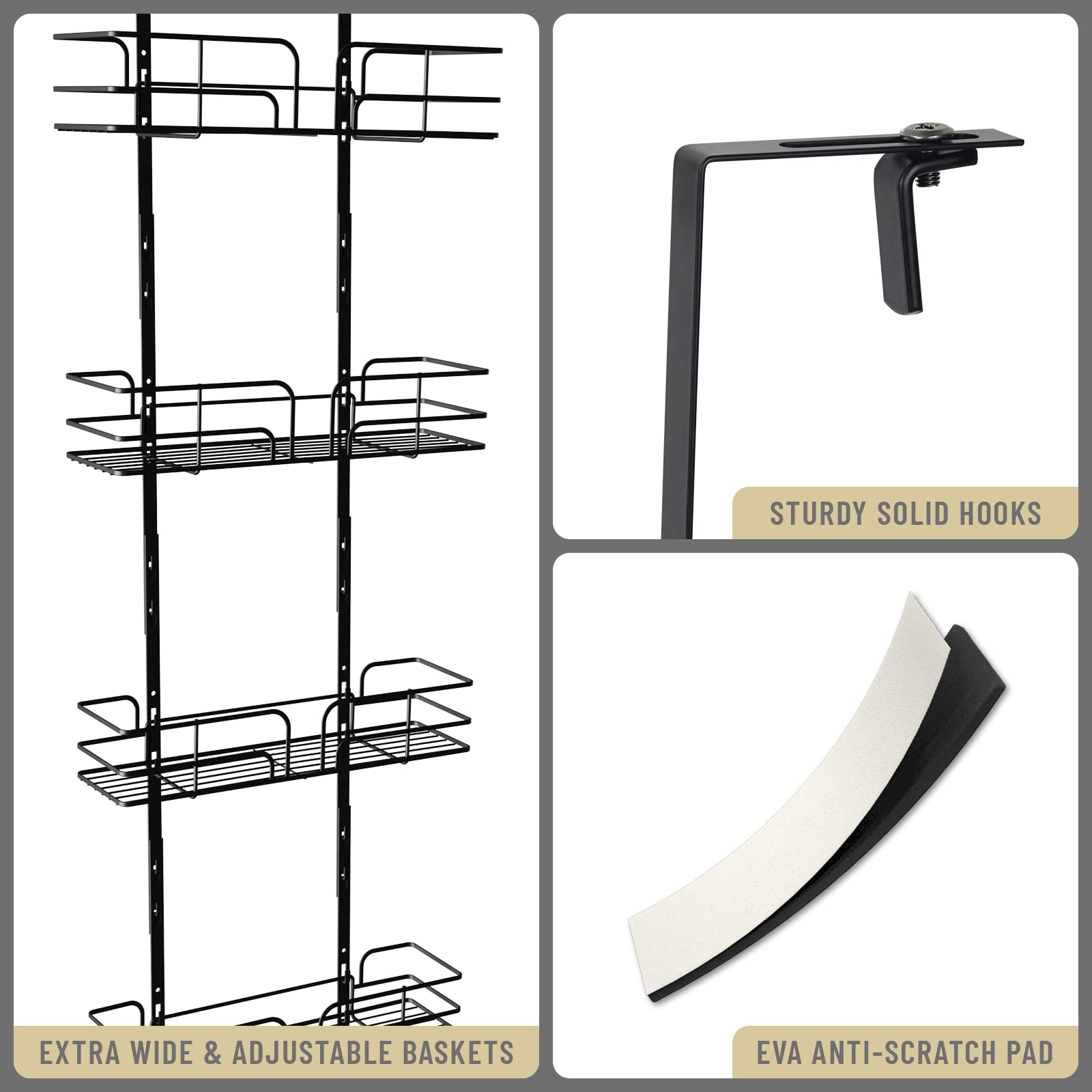 OMNINOVA Over The Door Pantry Organizer, Heavy-Duty Metal Pantry Door ...