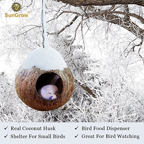 Natural Coconut Shell Bird House - Nesting bird house for cage or ...