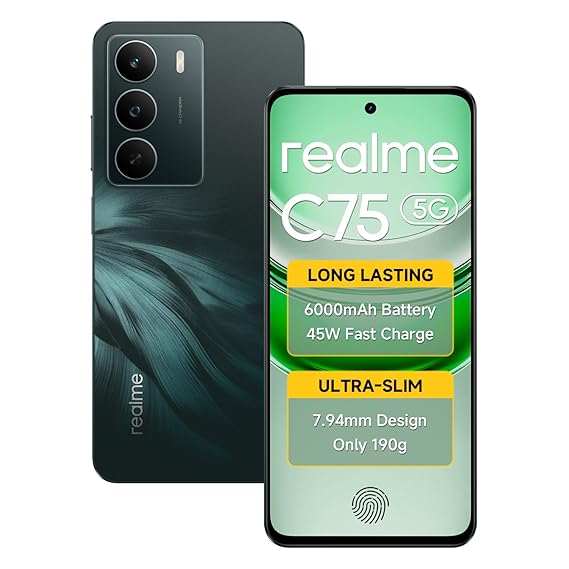 realme C75 5G Smartphone Android 15 Display 6.67" FHD 120Hz 6000mAh Battery 45W Charge 4GB RAM ...